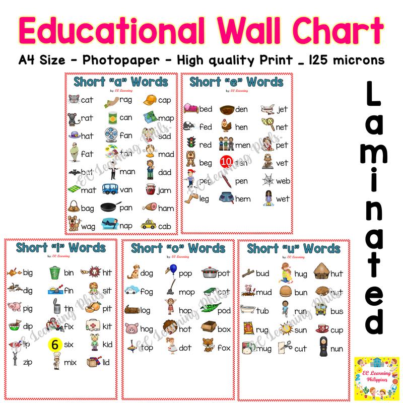 A4 CVC Short Vowels Laminated Educational Wall Chart - TikTok Shop ...