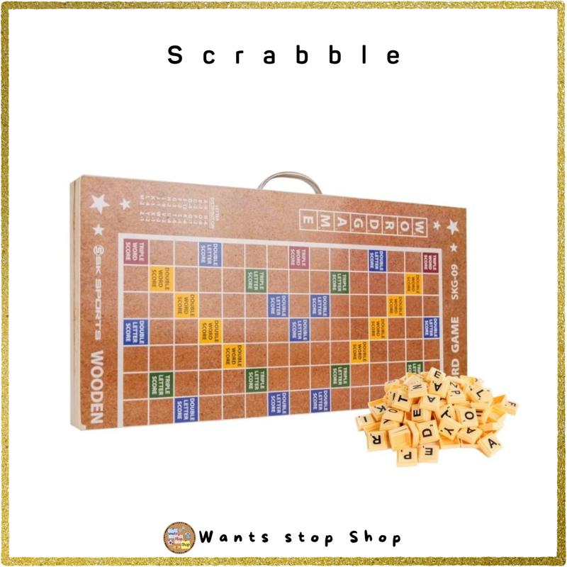 Scrabble Word Game with Wooden Board and Plastic Tiles - TikTok Shop ...