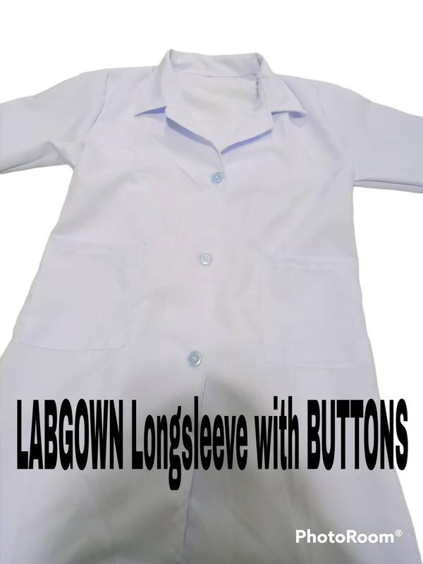 lab coat 3/4 sleeve labgown BUTTONS for students, nurse, doctor ...