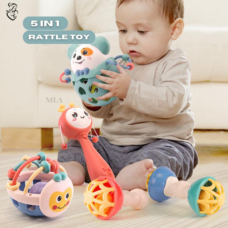 Rattle baby toy soft rubber teether biting hand catching bal - TikTok ...