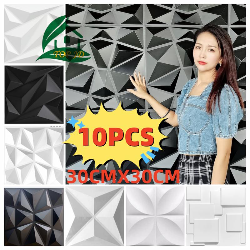 Panel Dinding Tiga Dimensi, 10pcs, 30CMX30CM, Bahan PVC, Rek - TikTok ...