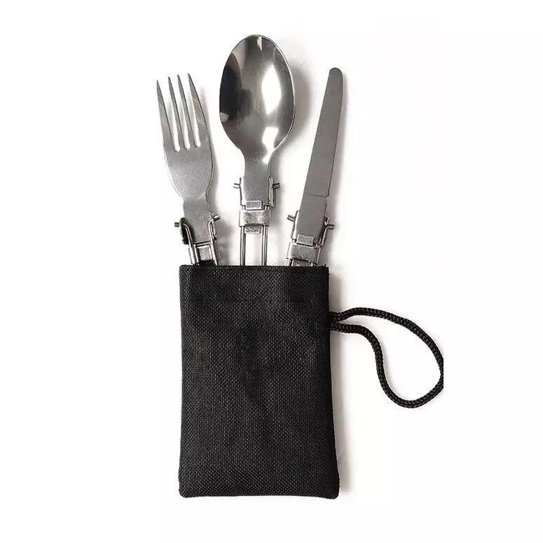 3pcs foldable stainless steel camping utensil travel cutlery - TikTok ...