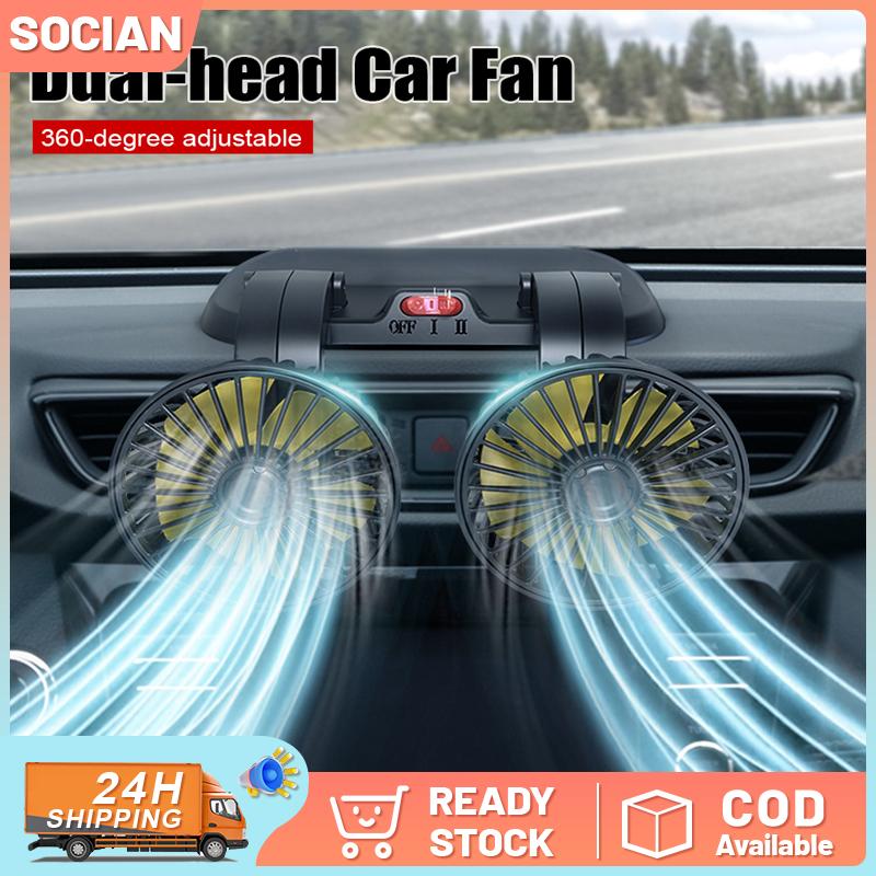 Car Electric Fan 2 Speed Adjustable Mini Dual Head Cooler Fa - TikTok ...