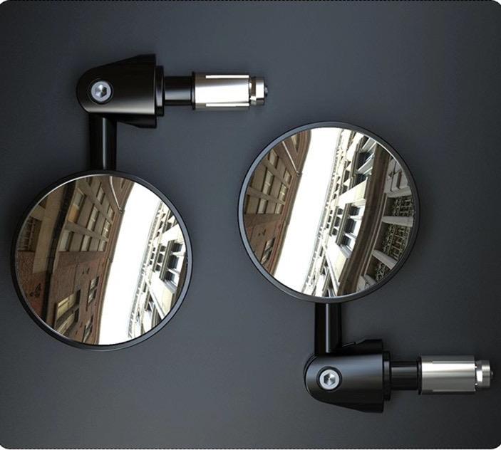 CNC Round Bar End Rear Mirror Side View Mirror 2PC SILVER Universal ...