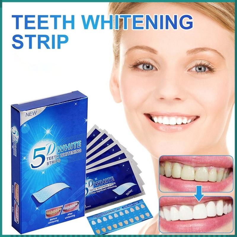 5D white gel teeth whitening strips oral dental care bleaching - TikTok ...