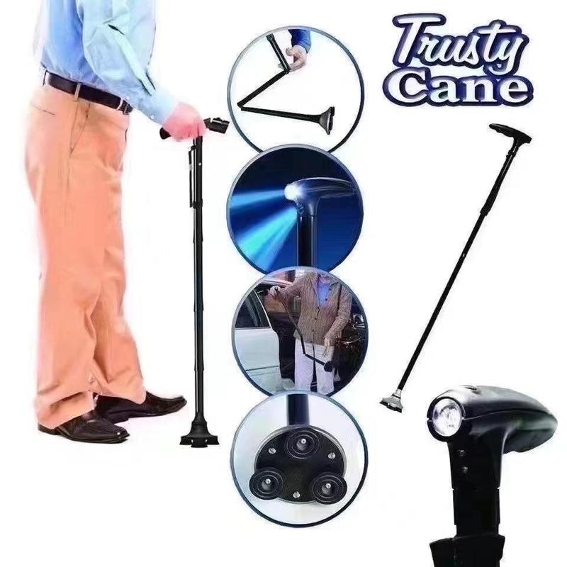 Trusty Cane Folding, Walking Triple Head Pivoting Base with LED ...