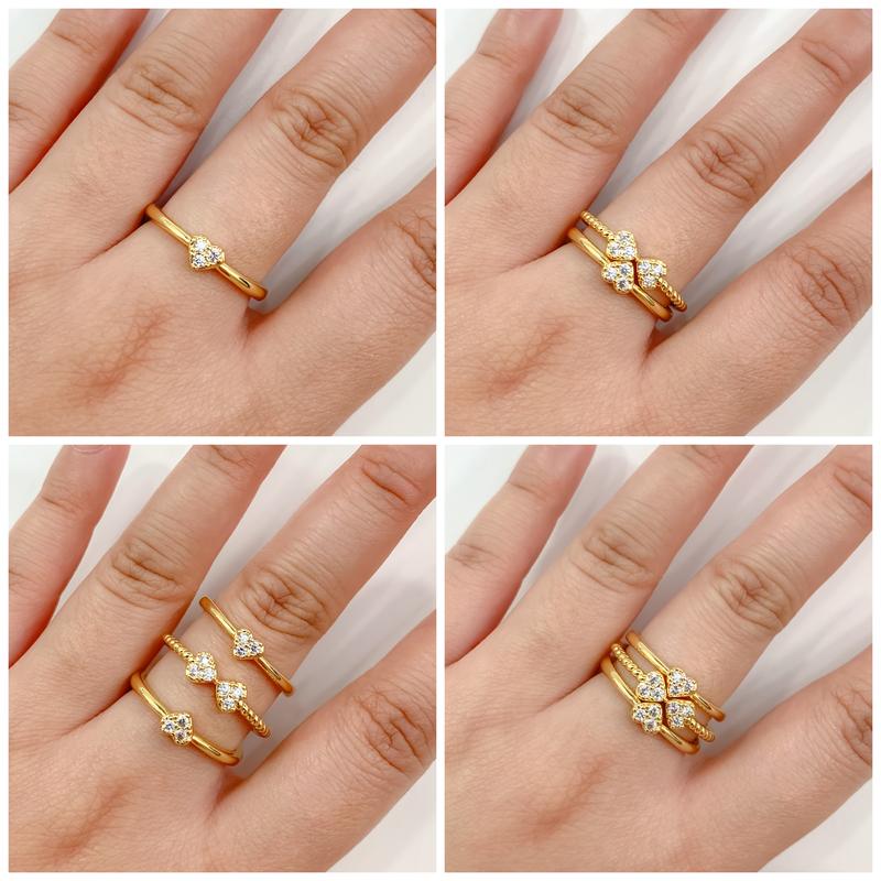 3 in 1 Ring Set Adjustable Clover Heart Rings ( sold as set ) - TikTok ...