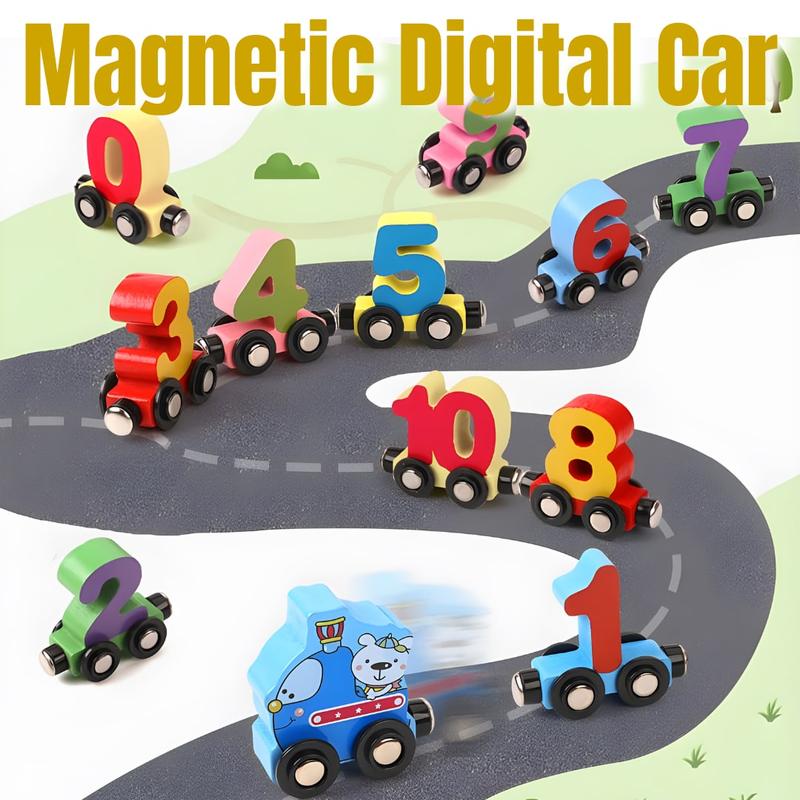 Wooden Magnetic Digital Number Cars Wooden Train Set for Kid - TikTok ...