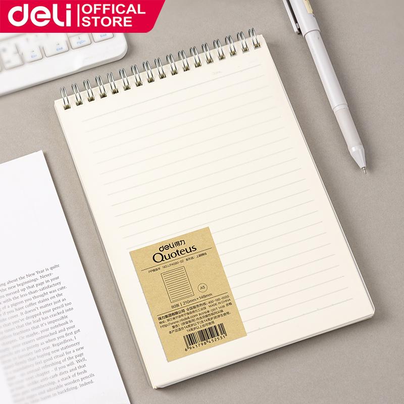 Deli LPA580-02PP Spiral Notebook A5 80 Sheets for Student School ...