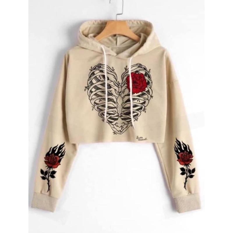 CROPHOODIE JACKET KHAKI LONGSLEEVES SUBLI PRINTS FREESIZE FO - TikTok ...
