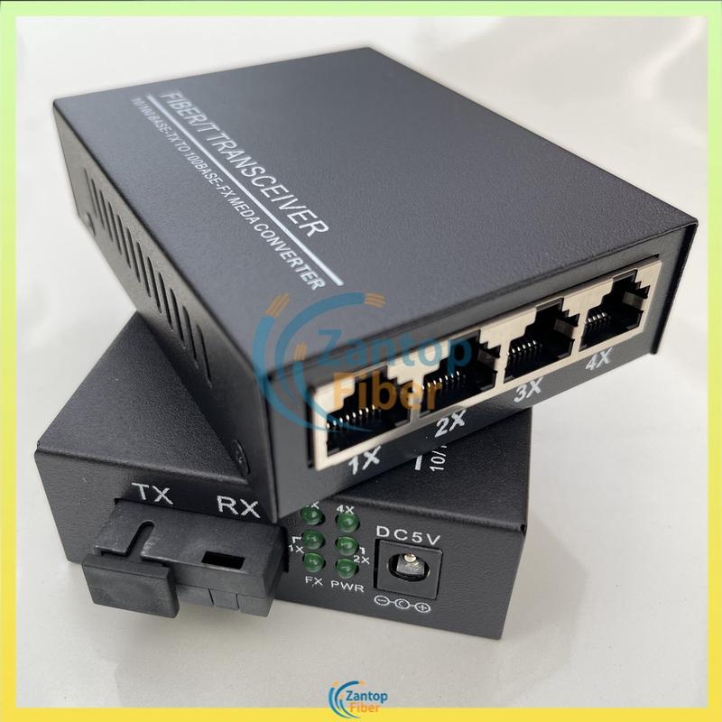 1 SC Port 4 RJ45 Port 10/100M Fiber Switch 1F4E Media Converter ...