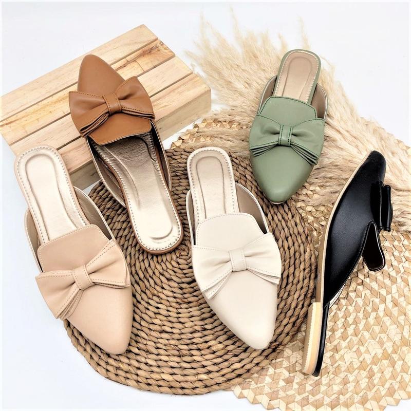 SL675 Pointed Toe Plain Leather Half Shoes with Vamp Ribbon No - TikTok ...