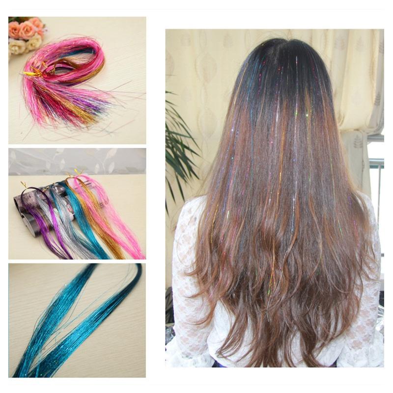 High Quality 100pcs Hair Tinsel Strands Sparkling Colored Straight ...