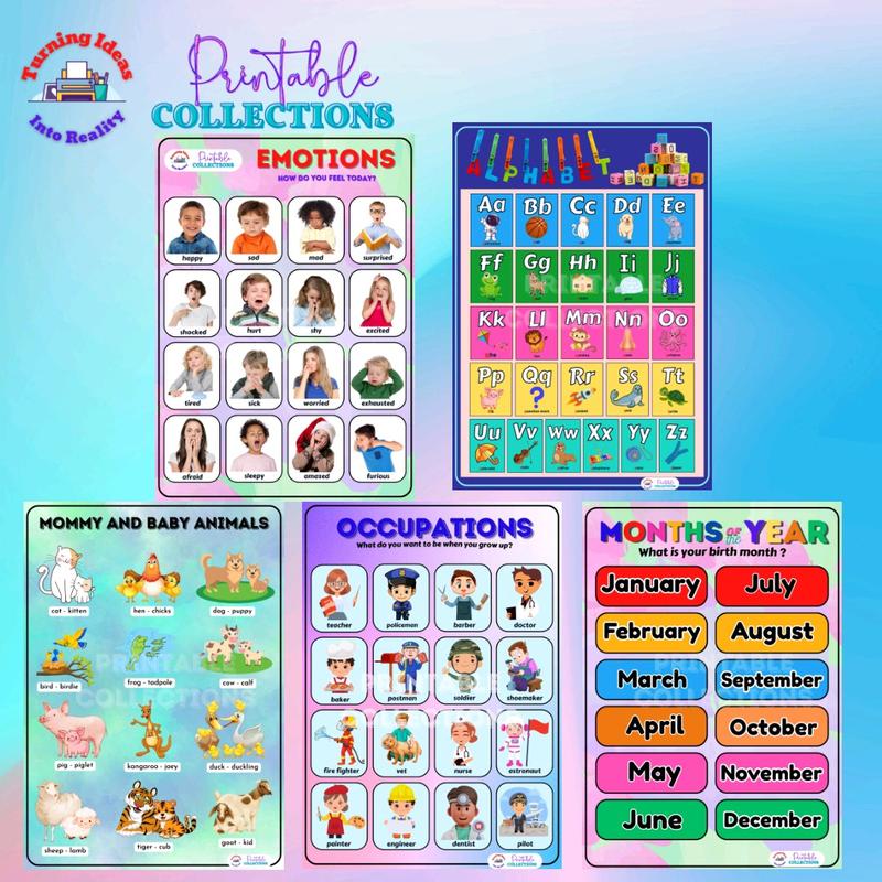 Laminated Wall Charts for Toddler - A4 Size Educational Materials ...