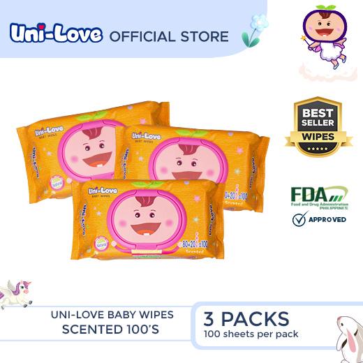 UniLove Powder Scent Baby Wipes 100's Pack of 3 - TikTok Shop Philippines