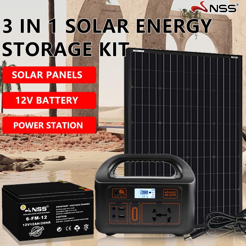 Nss 3 in 1 portable power station with solar panel & solar battery ...