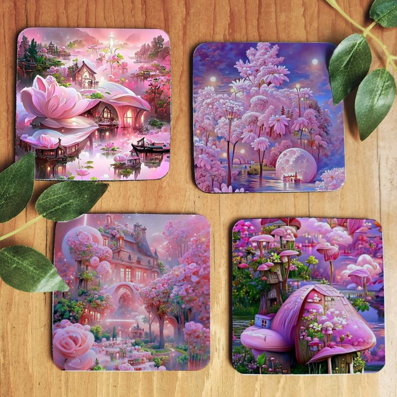 Pink Purple Fairy House Coasters Insulation Non-Slip Placema - TikTok Shop Philippines