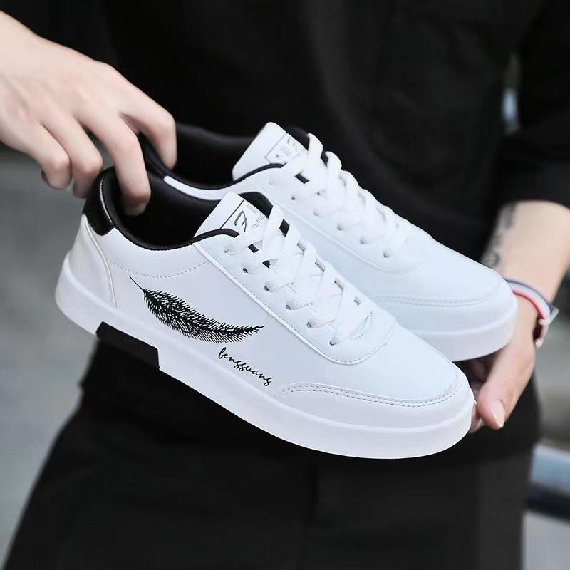 Korean Feather Patterns White Skate Shoes for Men #N68 - TikTok Shop ...