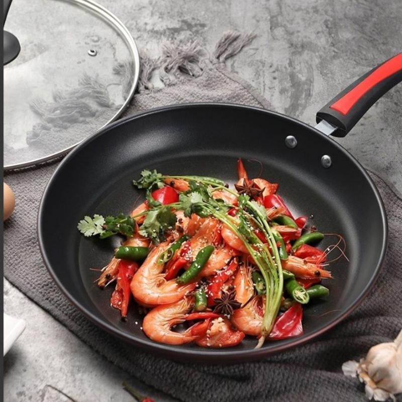 28cm Red Non-stick Frying Pan Kitchen Iron Frying Pan for Ga - TikTok ...