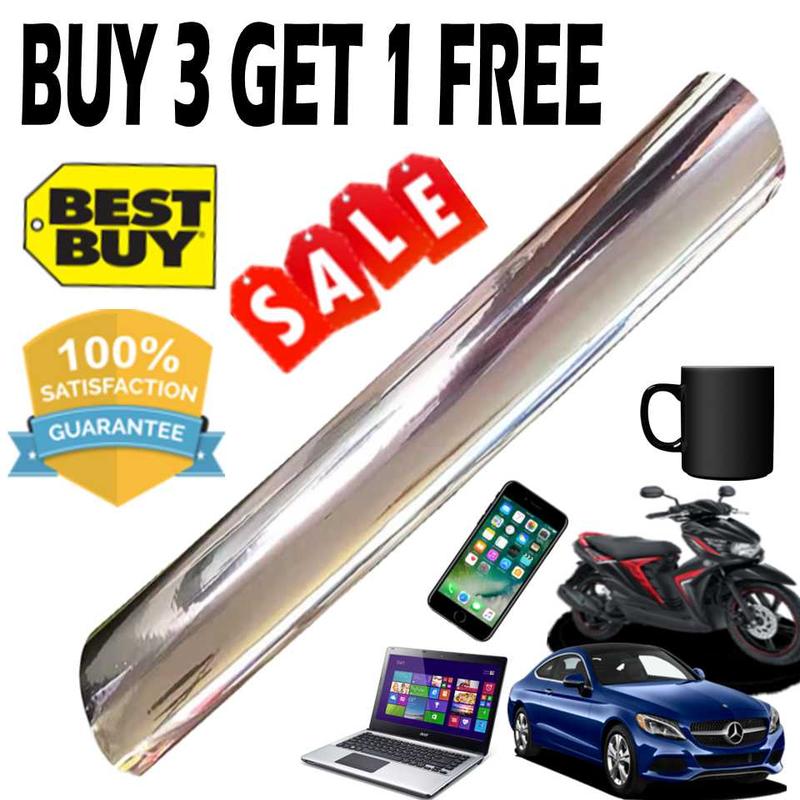 mirror silver car sticker (buy 3 get 1 free) foil vinyl wrap - TikTok ...
