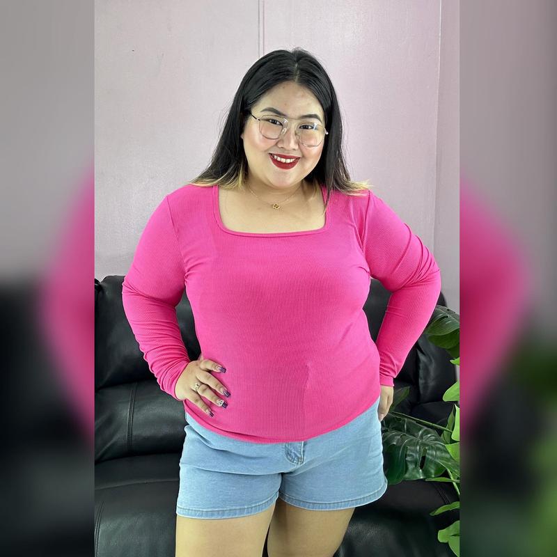 astrid plus size square neck semi croptop long sleeves for xl-3xl ...