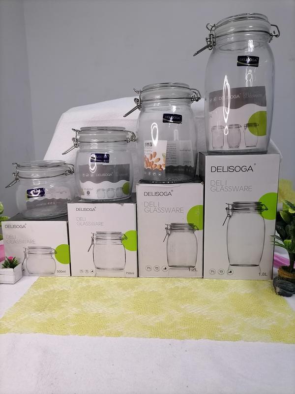Delisoga Deli Glassware Glass Canister Jar w Cover Lock HMFG58T-1800 ...