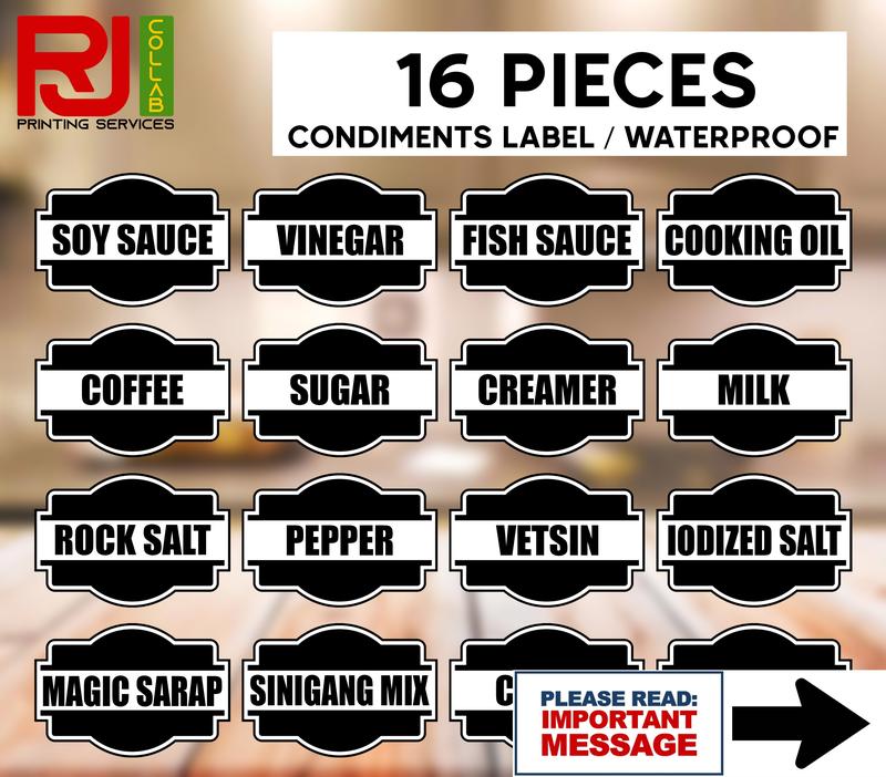 Pantry / Condiments Label waterproof stickers - 16 pieces Waterproof ...
