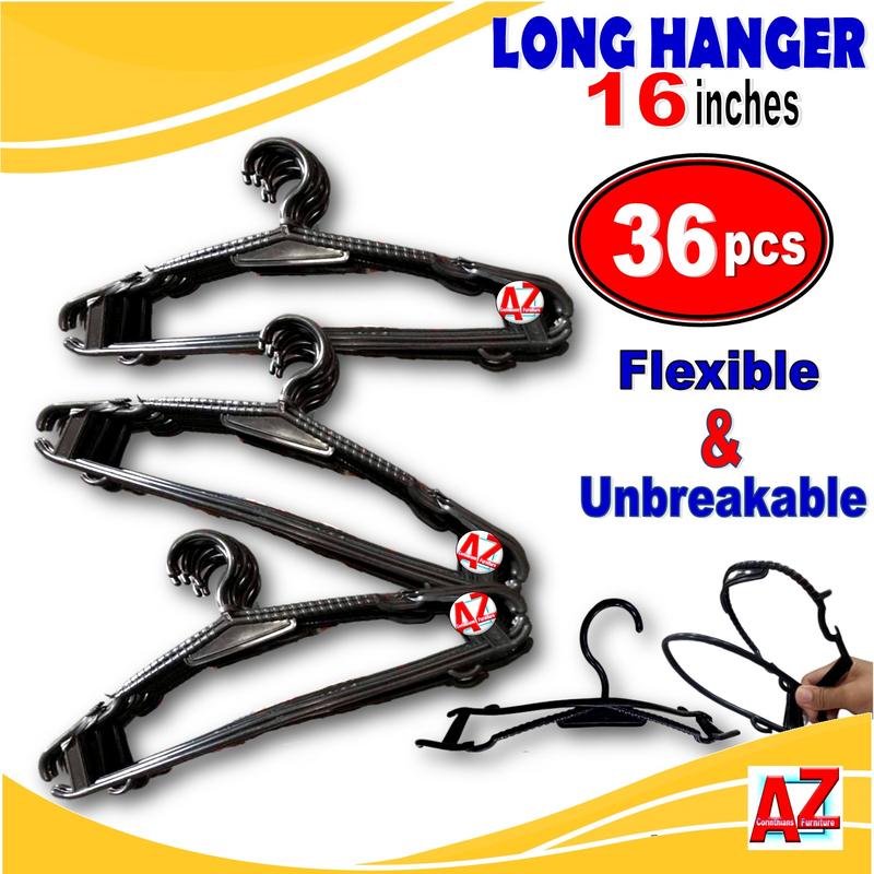 UNBREAKABLE LONG Hanger 36pcs-Size 16 Plastic Hanger For Adults ...
