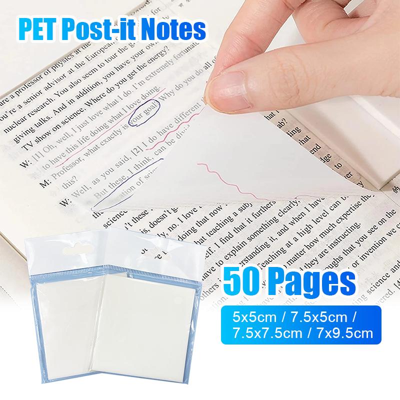 50 Pages Transparent Post-it Notes Sticky Notes Waterproof Clear ...